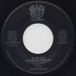 NO ONE ELSE PUFF DADDY REMIX RADIO EDIT "7"/TOTAL/トタール｜HIPHOP/R&B｜ディスク ...