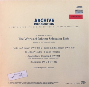 WORKS OF JOHANN SEBASTIAN BACH/RALPH KIRKPATRICK/ラルフ・カークパトリック｜CLASSIC ...