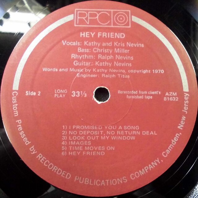 【中古】2/6(火)Private Female Folk秘宝、Kathy Nevins「Hey Friend」米国自主盤最高峰の1枚をご紹介 ...