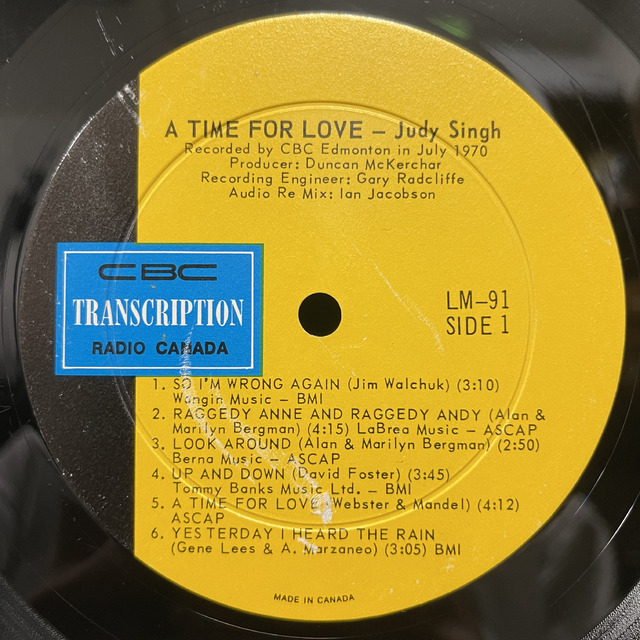【中古】6/9(日) ～カナダ産ソフトロック秘宝盤！JUDY SINGHによるRADIO PROMO ONLY LP"A TIME FOR ...